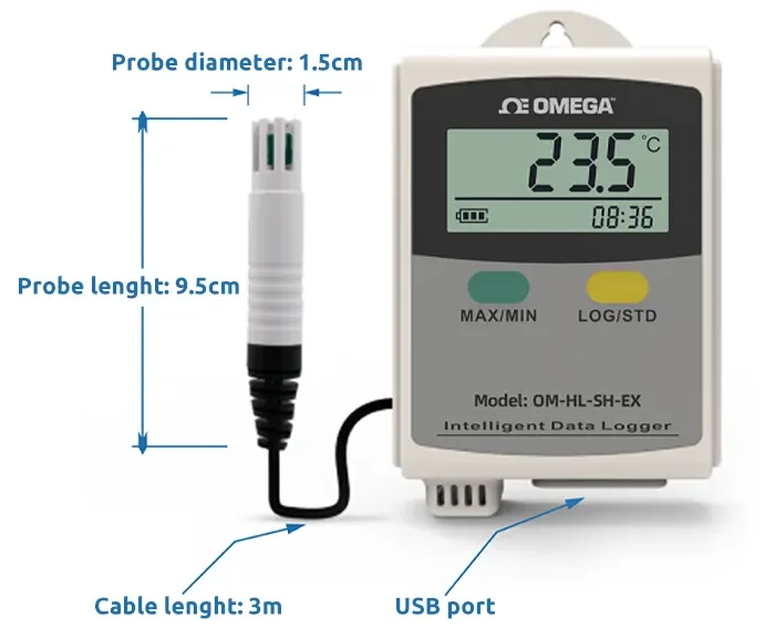 Temperature and Humidity Data Logger With Optional External Probe ...